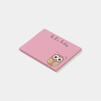 Cute Pink Floral Owl Post it Notes | Zazzle