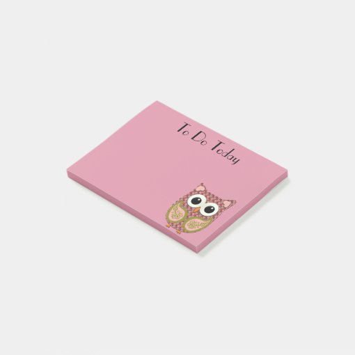 Cute Pink Floral Owl Post it Notes | Zazzle