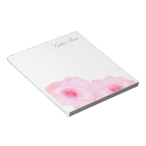 Cute Pink Floral Watercolor Flower Notepad | Zazzle