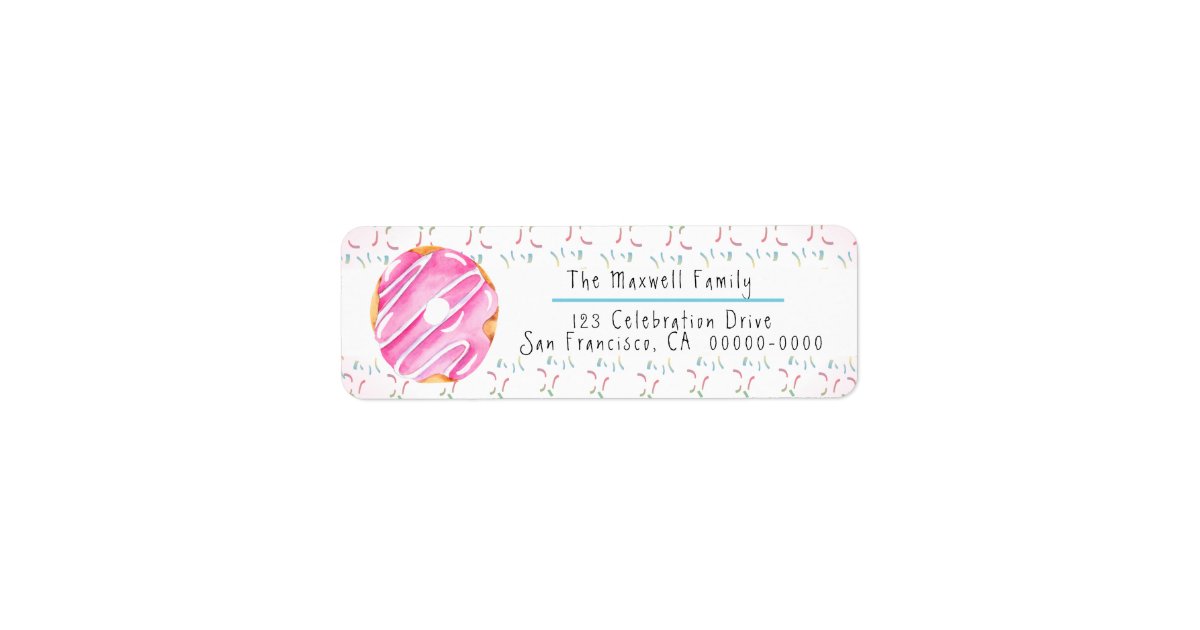 Cute Pink Frosted Donut and Sprinkles Label | Zazzle