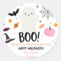 Cute Pink Ghost Pumpkin Halloween Treat Bag Classic Round Sticker | Zazzle