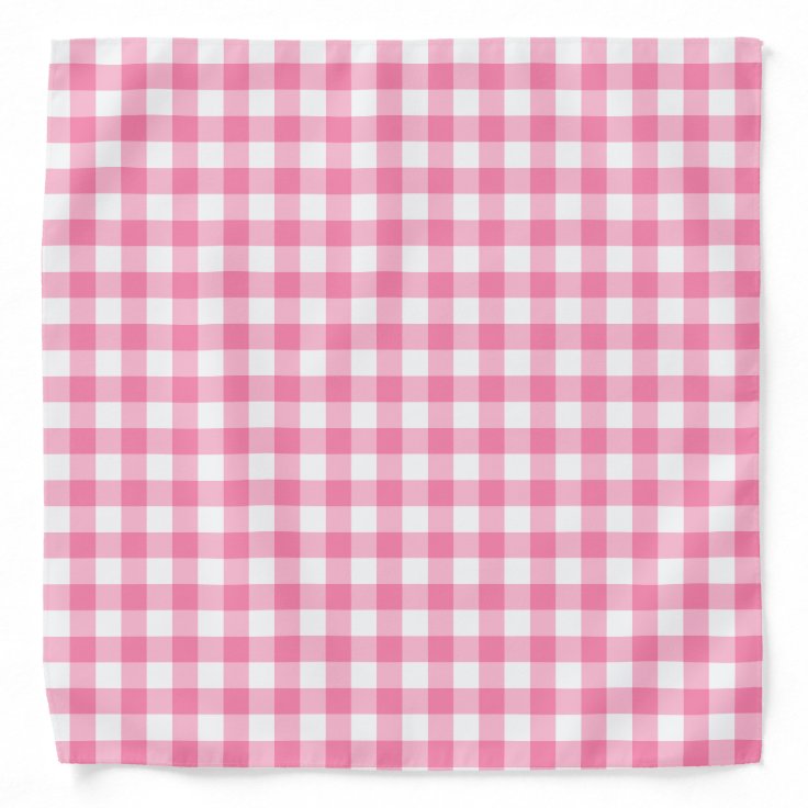Cute Pink Gingham Pattern Bandana | Zazzle
