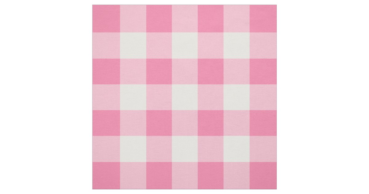 Cute Pink Gingham Pattern Personalized Fabric | Zazzle