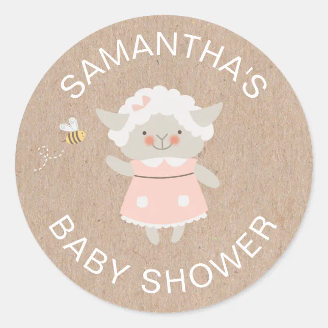 Cute Pink Girl Baby Shower Sticker | Zazzle