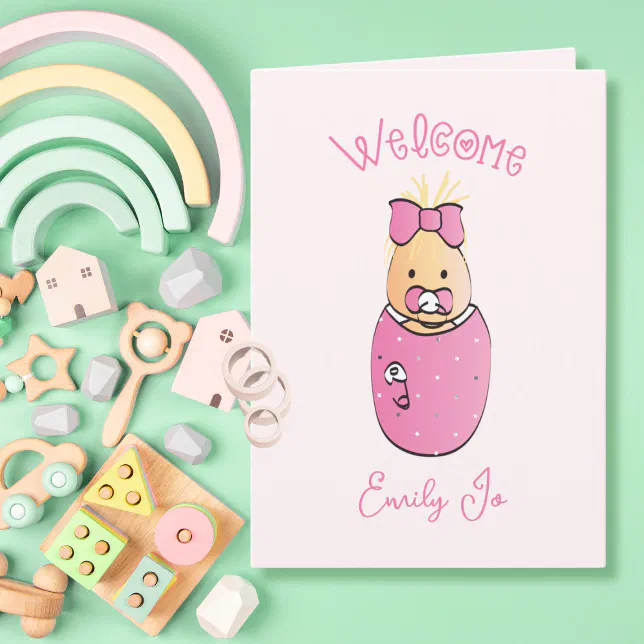 Cute Pink Girl Congratulations Unique Baby Shower Card | Zazzle