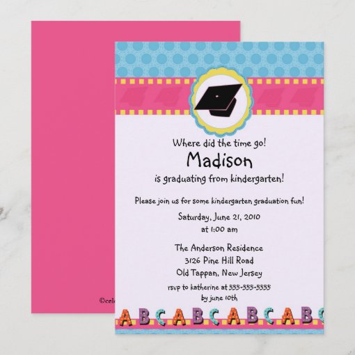 CUTE Pink Girls Kindergarten Graduation Invitation | Zazzle