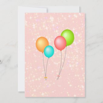 Cute Pink Glitter Balloon Girly Birthday Party Invitation | Zazzle