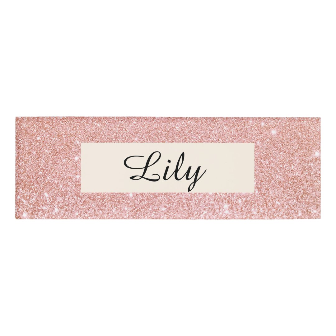 Cute Pink Glitter Beauty Salon Name Tag | Zazzle