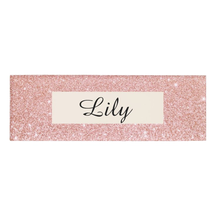 Cute Pink Glitter Beauty Salon Name Tag | Zazzle