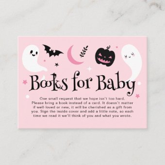 Cute Pink Halloween Baby Shower Books for Baby Enclosure Card | Zazzle