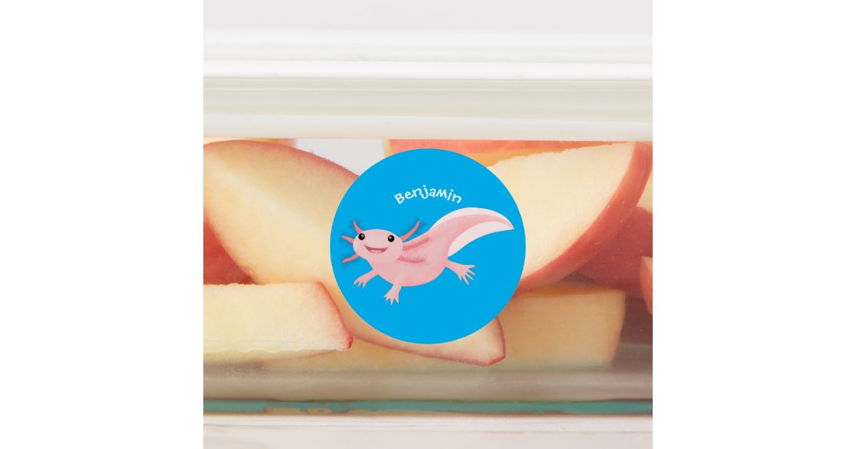 Cute pink happy axolotl labels | Zazzle