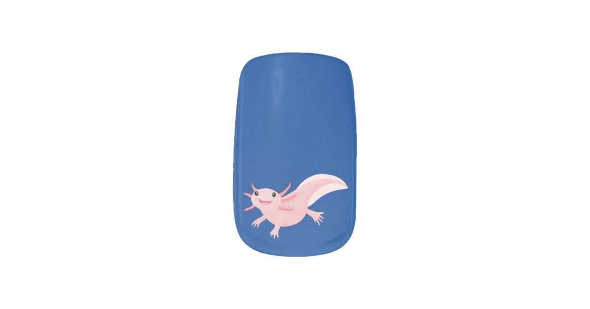 Cute pink happy axolotl minx nail art | Zazzle