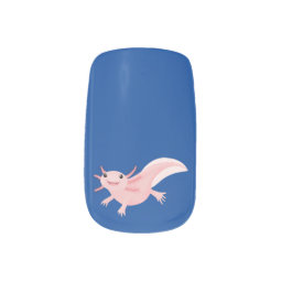 Cute pink happy axolotl minx nail art | Zazzle
