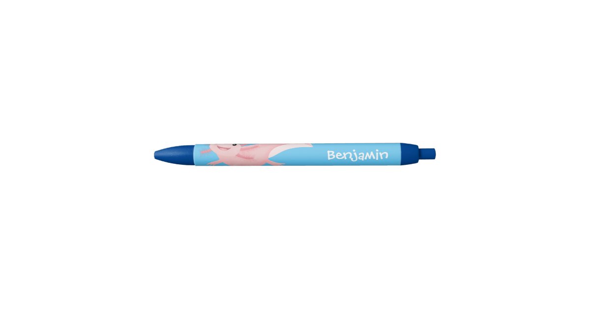 Cute pink happy axolotl pen | Zazzle