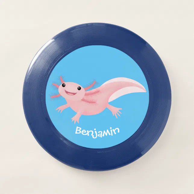 Cute pink happy axolotl Wham-O frisbee | Zazzle