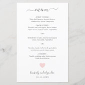 Cute Pink Heart Simple Wedding Menu | Zazzle