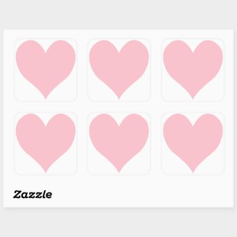 Cute Pink Heart Square Sticker | Zazzle