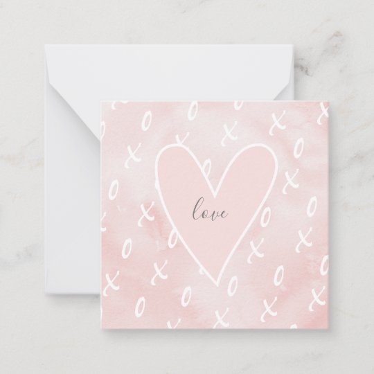 Cute Pink Heart Valentines Day Note Card | Zazzle.com