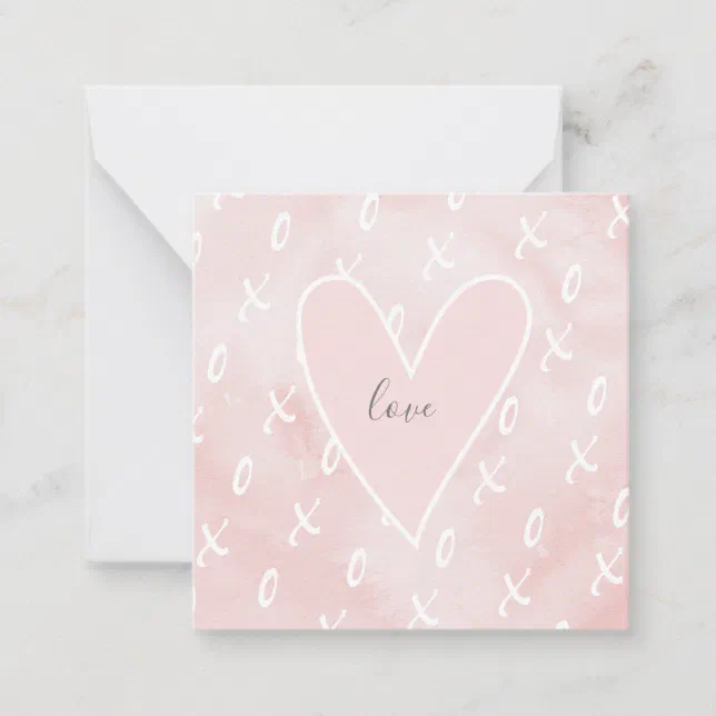 Cute Pink Heart Valentines Day Note Card | Zazzle