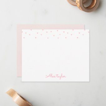 Cute pink hearts girly Personalized Stationery Note Card | Zazzle