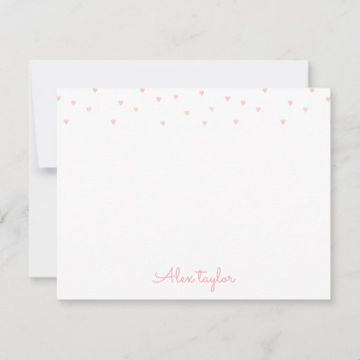 Cute pink hearts girly Personalized Stationery Note Card | Zazzle