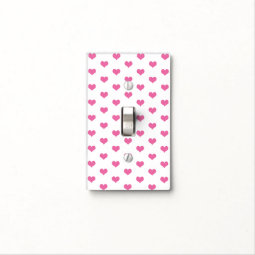 Cute Pink Hearts Pattern Girly Light Switch Cover | Zazzle