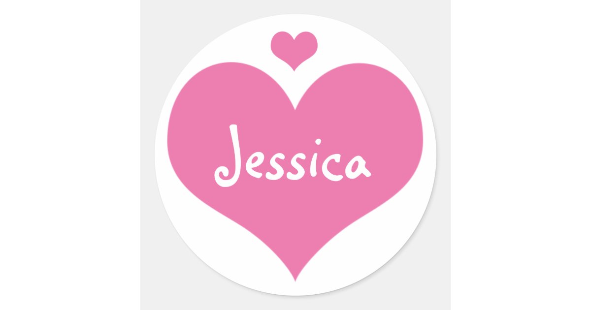 Cute Pink Hearts Personalized Girly Name Classic Round Sticker | Zazzle