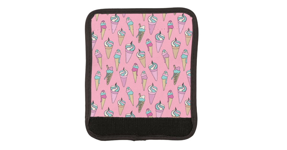 Cute pink ice cream pattern luggage handle wrap | Zazzle