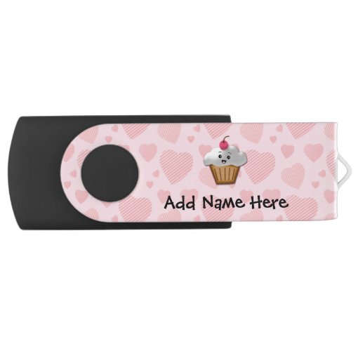 Cute Pink Kawaii Happy Face Cupcake Girls USB Flash Drive | Zazzle