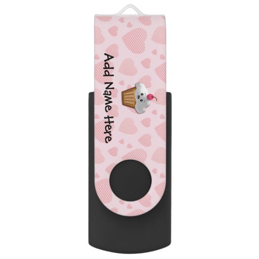 Cute Pink Kawaii Happy Face Cupcake Girls USB Flash Drive | Zazzle