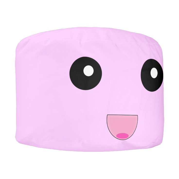 Cute Pink Kawaii Round Pouf Beanbag Chair | Zazzle