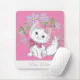 Cute Pink Kitten and Flowers Girl's Mouse Pad | Zazzle