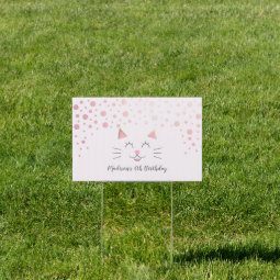 Cute Pink Kitty Cat Birthday Party Party Sign | Zazzle
