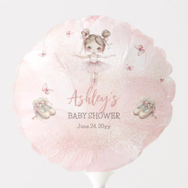 Cute Pink Little Ballerina Tutu Girl Baby Shower Balloon | Zazzle