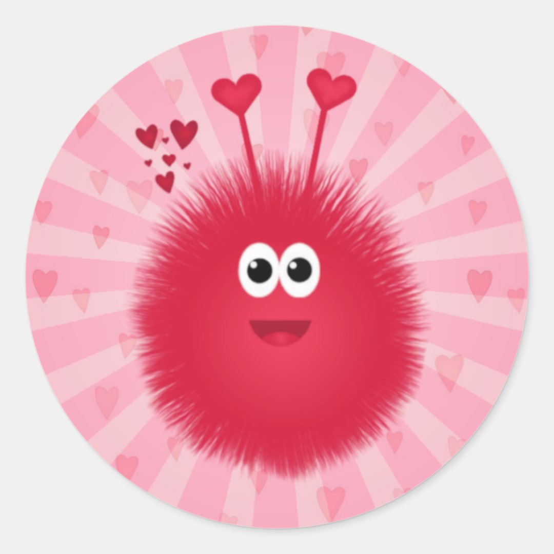 Cute Pink Love Bug Classic Round Sticker | Zazzle