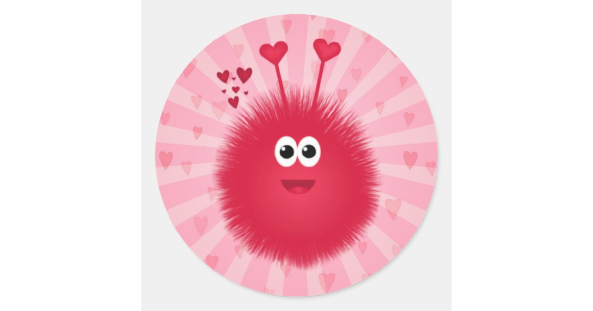 Cute Pink Love Bug Classic Round Sticker | Zazzle