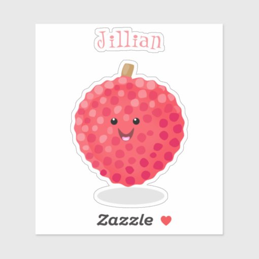 Cute pink lychee cartoon illustration sticker | Zazzle