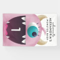 Cute Pink Monster Birthday Party Any Age Banner | Zazzle