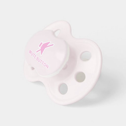 Cute Pink Mute Button Binky Pacifier | Zazzle