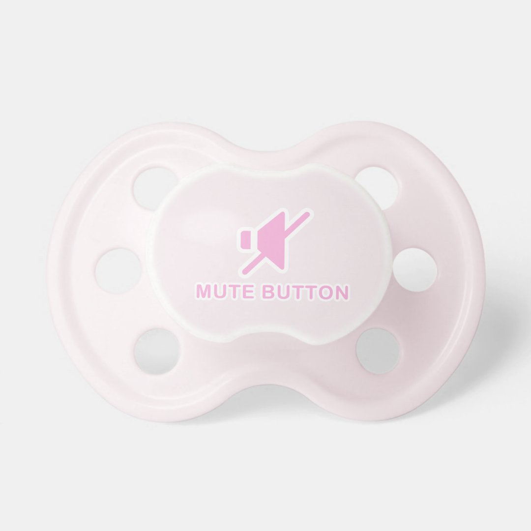 Cute Pink Mute Button Binky Pacifier | Zazzle