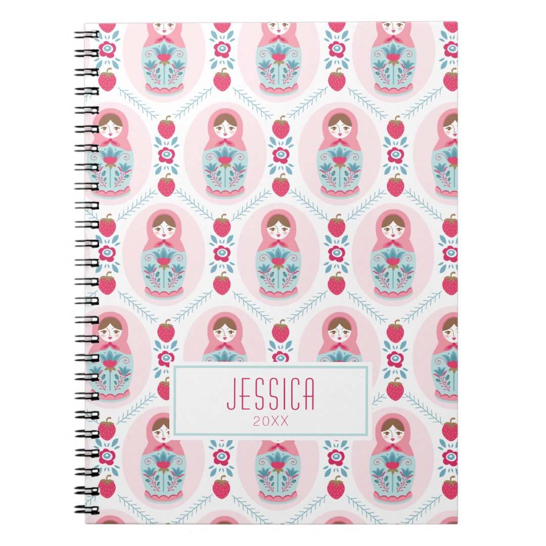 Cute Pink Nesting Doll Spiral Photo Notebook | Zazzle