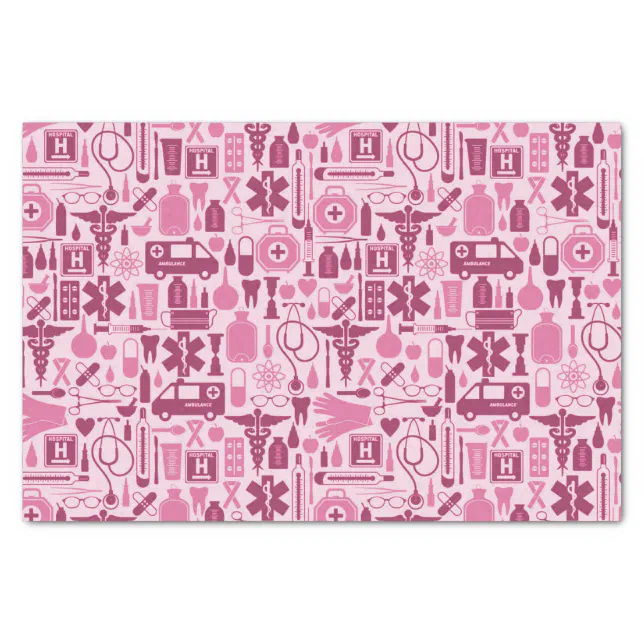 Cute Pink Nurse Doctor Pattern Tissue Paper | Zazzle