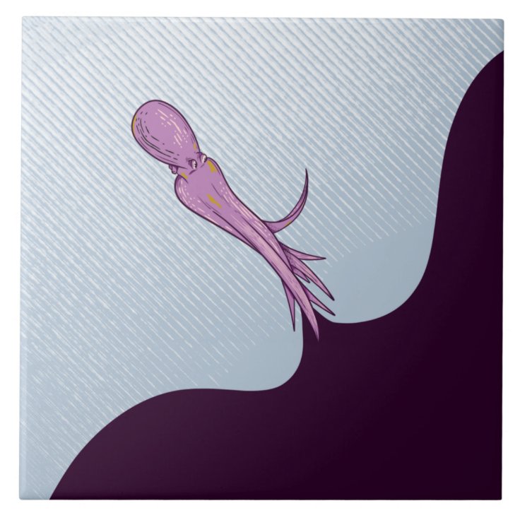 Cute pink octopus squirting ink ceramic tile | Zazzle