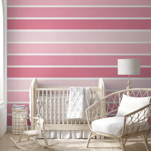 Cute Pink Ombre Striped Pattern Wallpaper | Zazzle