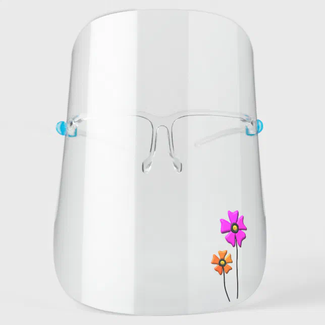 Cute Pink Orange Retro Flowers Face Shield | Zazzle