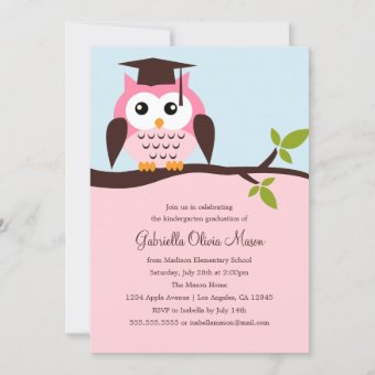 Cute Pink Owl Graduation Party Invitation | Zazzle