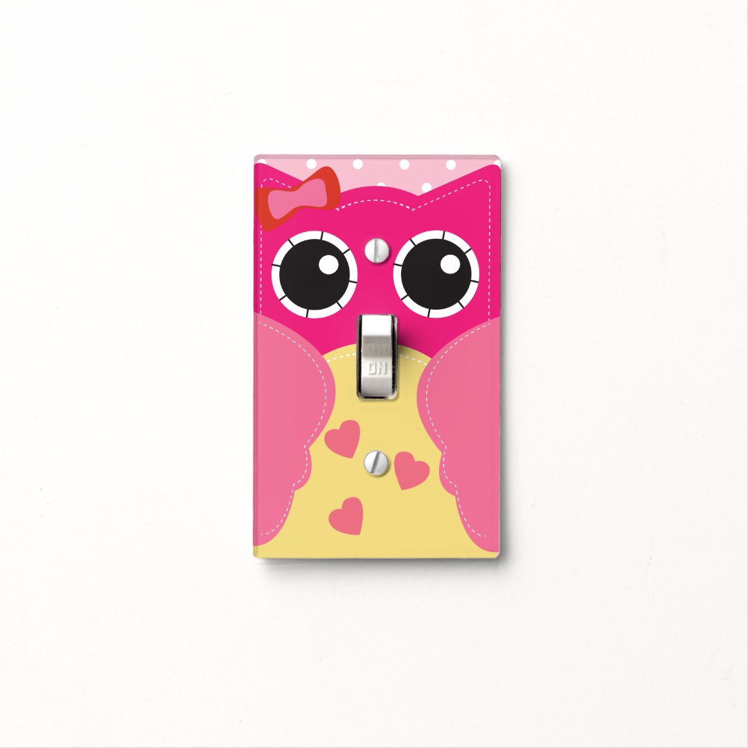 Cute Pink Owl Light Switch Cover | Zazzle