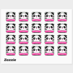 Cute Pink Panda Girls Happy Birthday Stickers | Zazzle