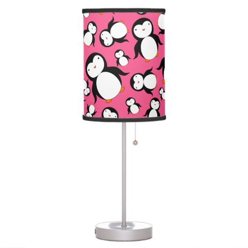 Cute pink penguin pattern table lamp | Zazzle