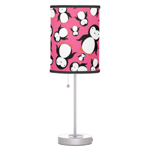 Cute pink penguin pattern table lamp | Zazzle